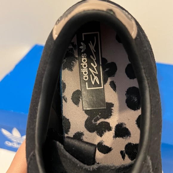 adidas | Shoes | Adidas Sleek Stan Smith Black Suede And Leopard Print ...